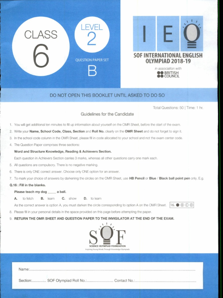Class 6 IEO Level 2 | PDF