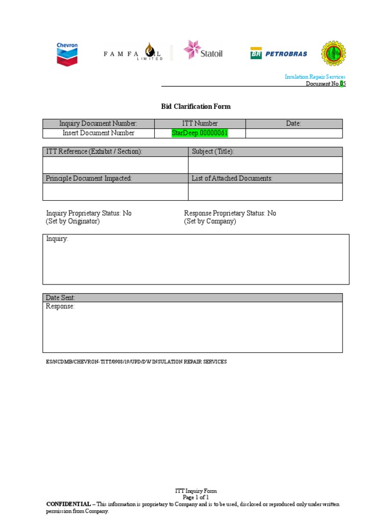 Bid Clarification Form | PDF Bid Clarification Form | PDF