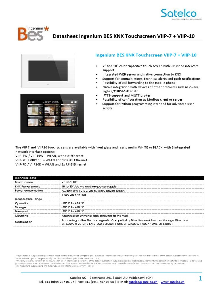 DB BES KNX Touchscreen VIIP7 VIIP10 1.1 EN | PDF