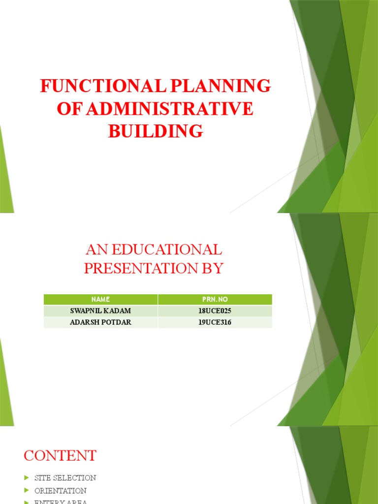 Functional Planning for Admin Buildings | PDF