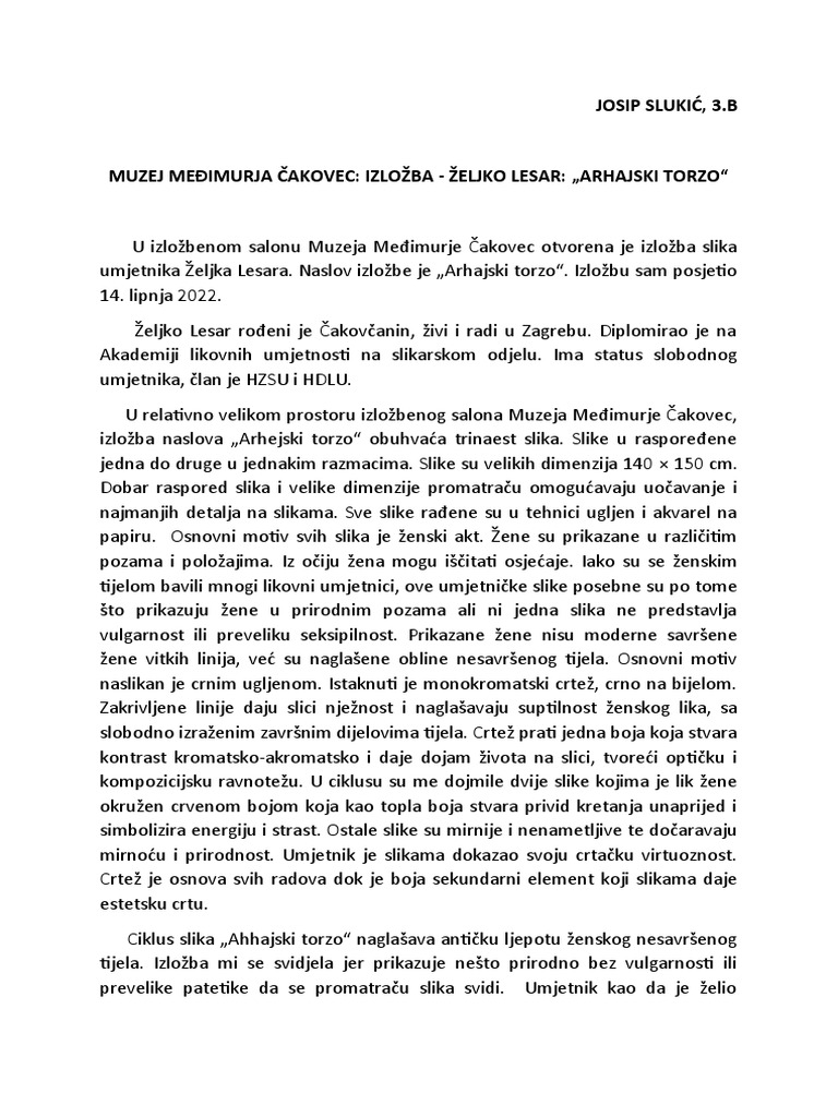 Osvrt na izložbu | PDF