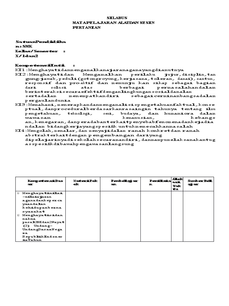 15 Silabus Mapel Alsintan Revisi 09092013 | PDF