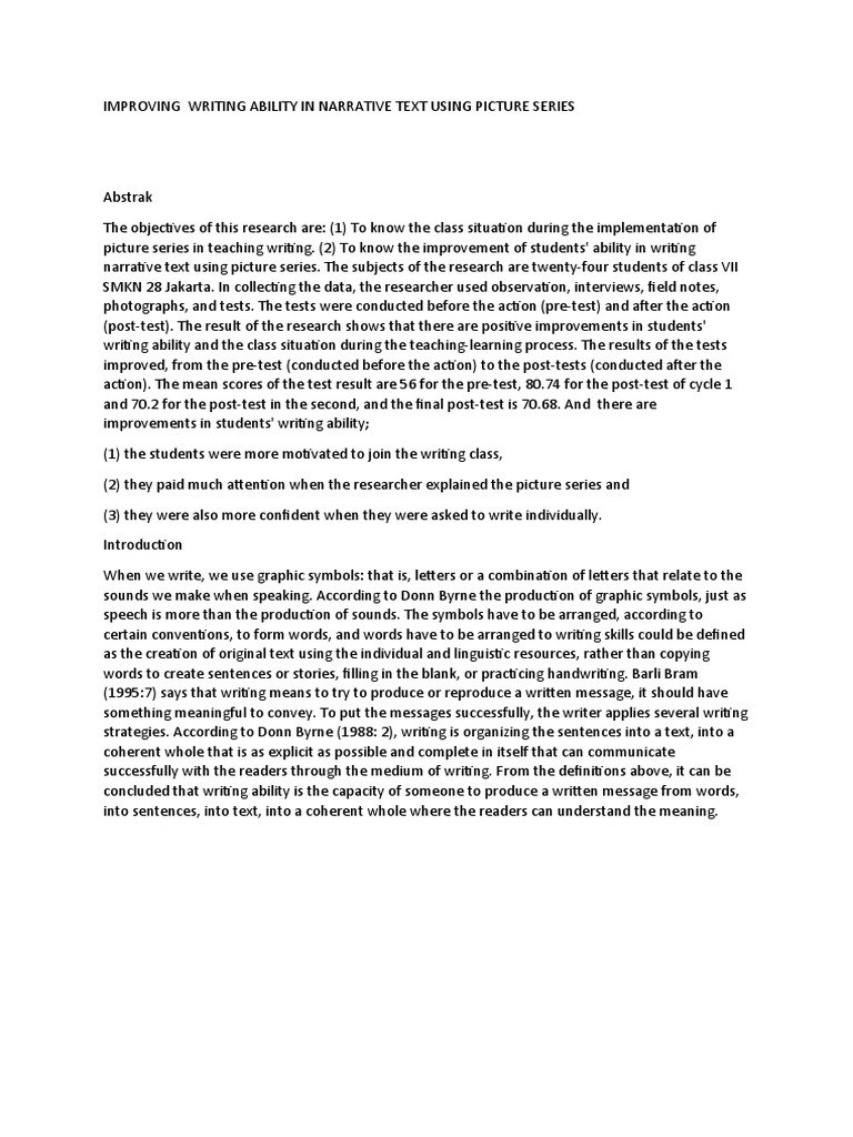 Improving Writing Ability in Narrative Text Using Picture Series | PDF