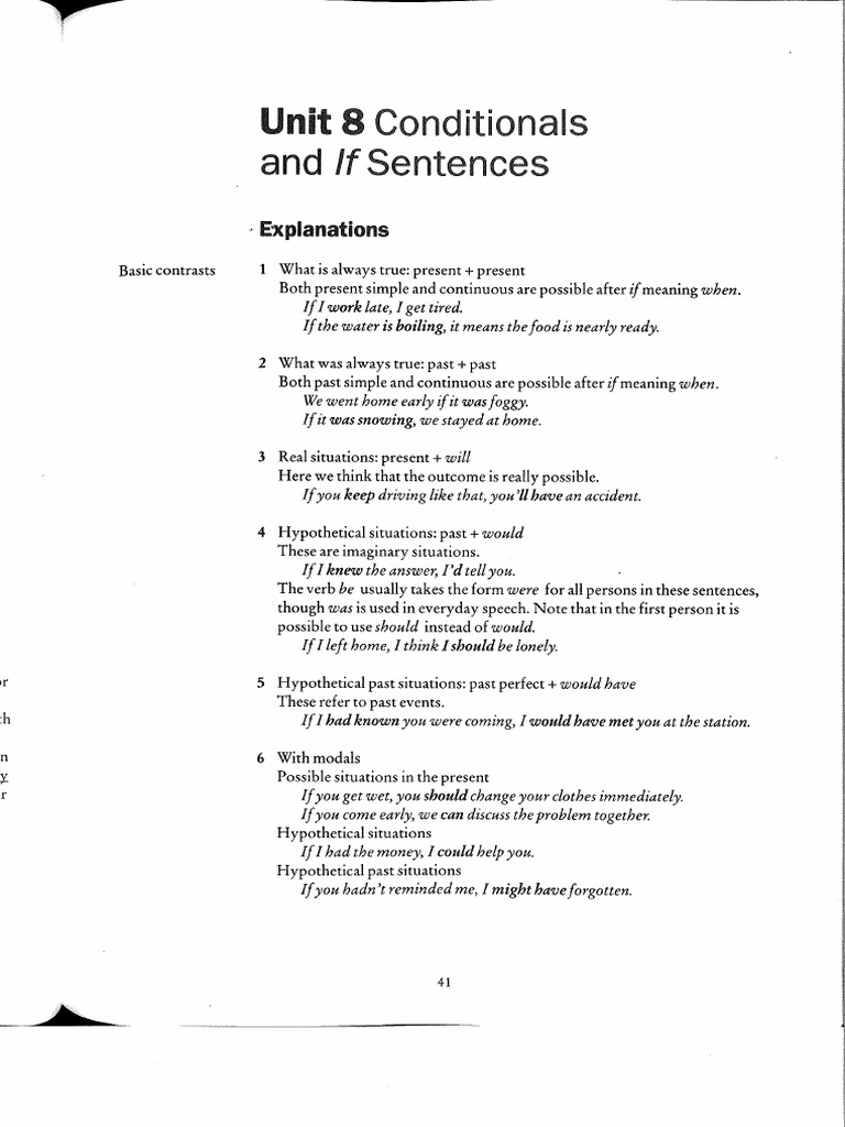 Conditionals and If Sentences - Unit 8 From Advanced Language Practice by Michael Vince ...