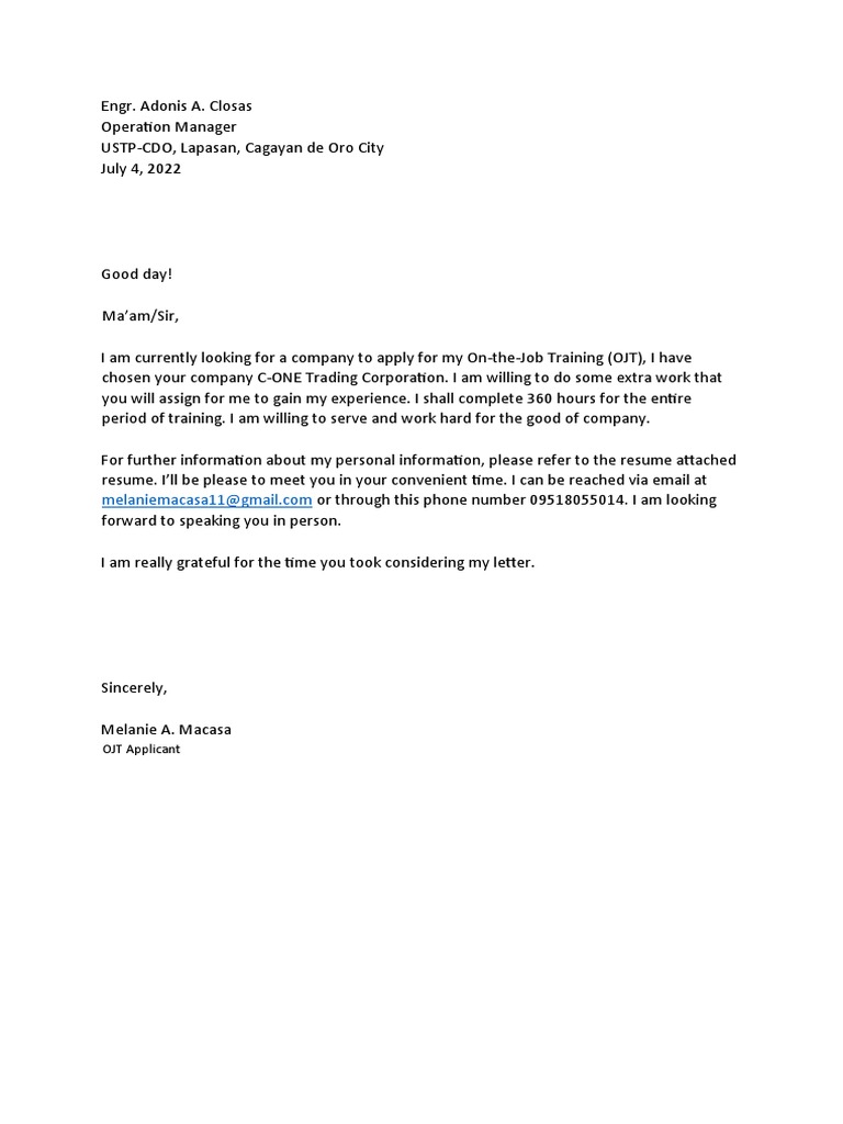 MACASA Application Letter | PDF | Career & Growth | Self-Improvement