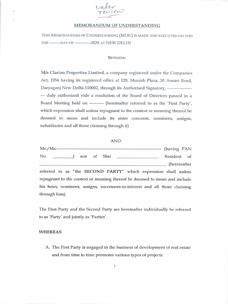 MOU Format | PDF
