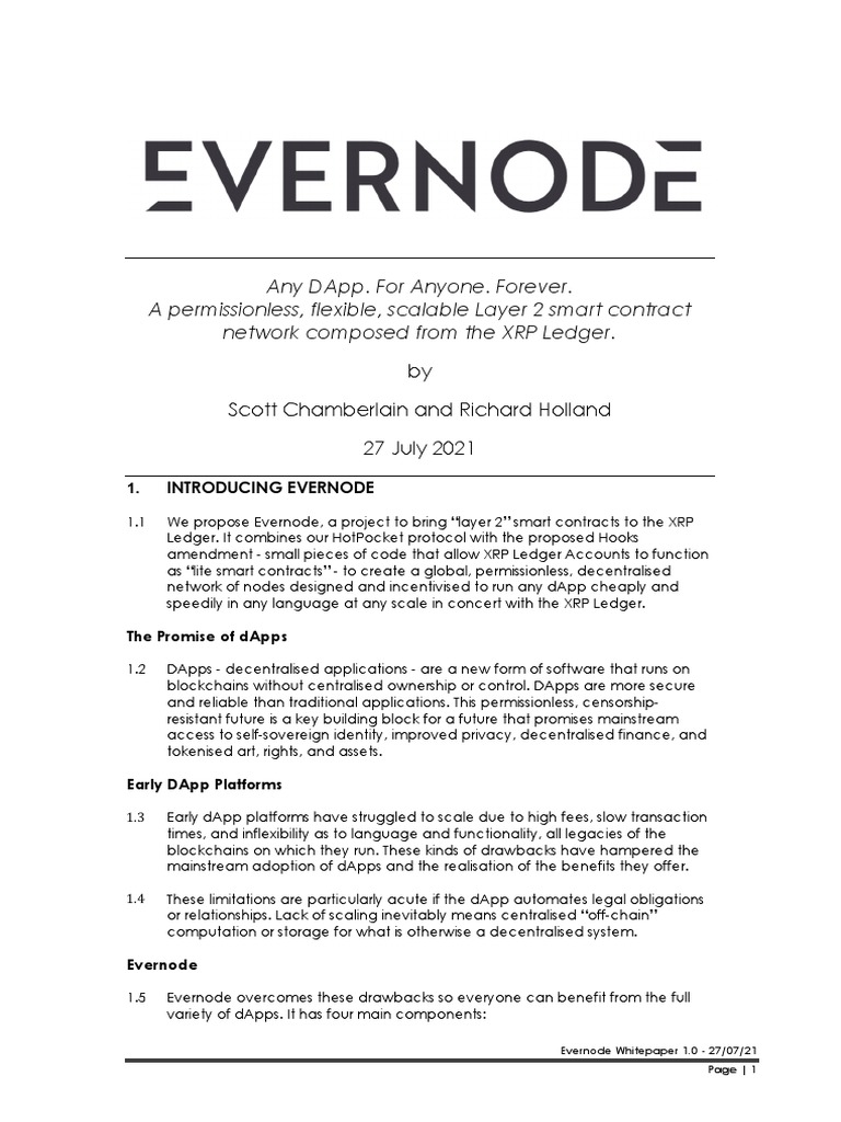 Evernode Whitepaper 1.0 | PDF | Computers | Technology & Engineering