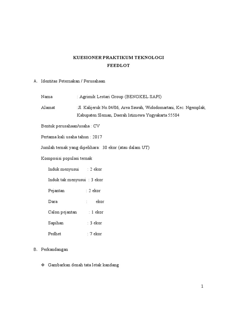 Kuesioner Prak Tikum | PDF