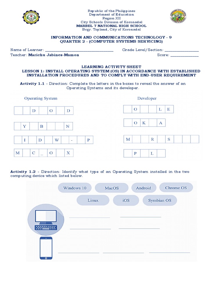 Tle 9 Ict Las Q2 | PDF | Application Software | Device Driver