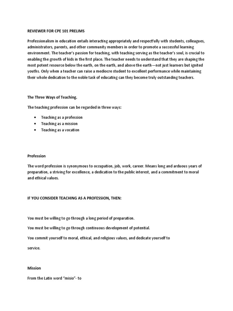 PRELIMS | PDF | Teachers | Teaching Method