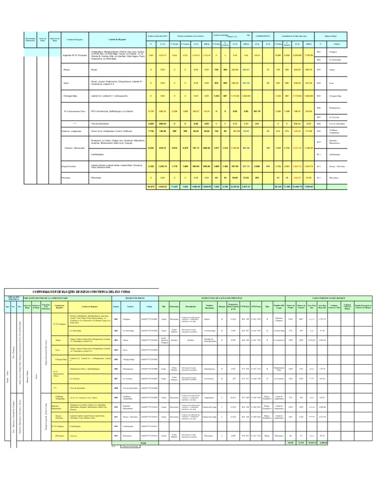 Estudio Conformación de Bloques de Riego Cunas Cuadros | PDF