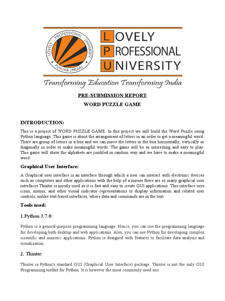 Python Pre-Submission Report | PDF