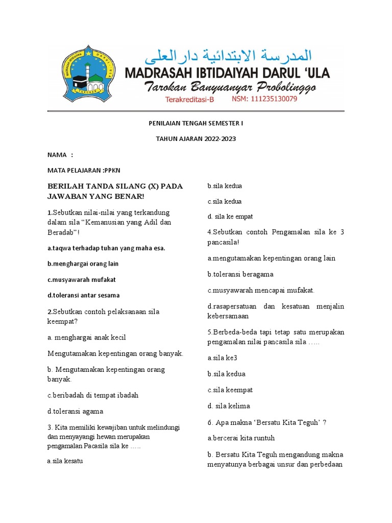 PPKN PTS SMT 1 | PDF