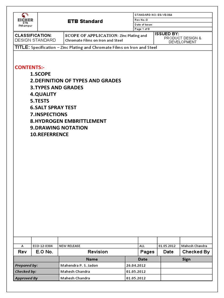 ES-VE-064 Plating Standard | PDF | Corrosion | Chromium