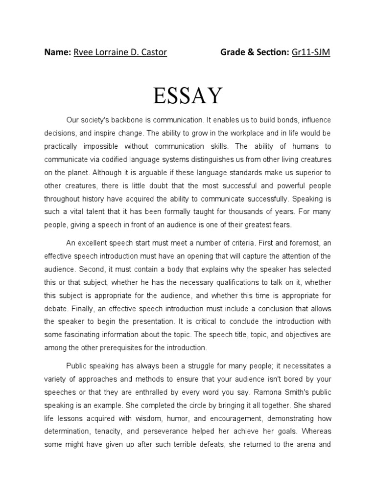 Essay (Public Speaking) | PDF | Public Speaking | Communication