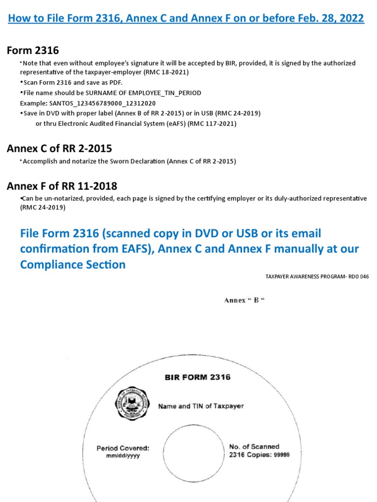 How To File Form 2316 and Annex F | PDF
