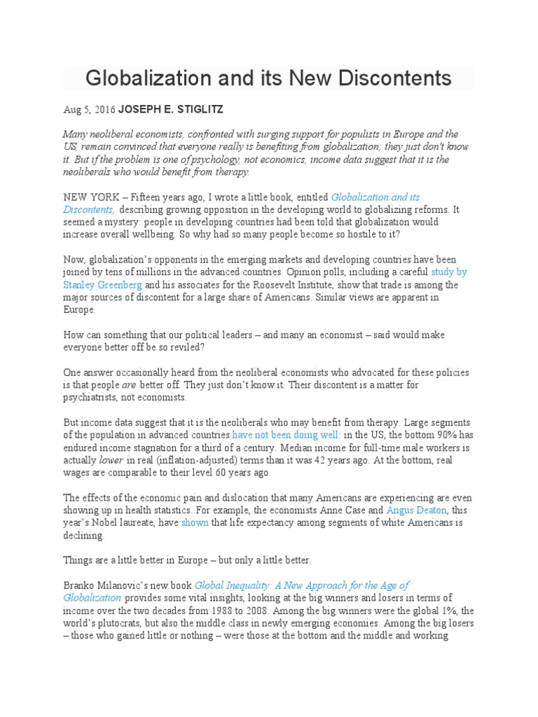 11a Globalization and Its New Discontents | PDF | Globalization ...