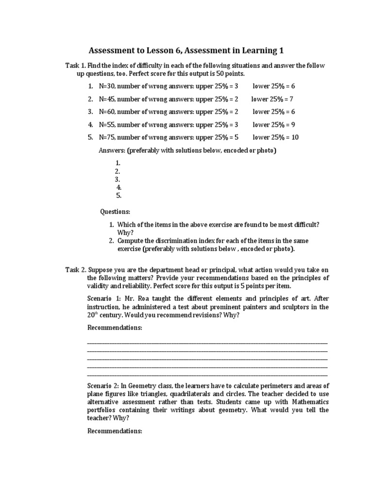Assessment For Lesson 6 Ail1 Beed New | PDF | Educational Assessment ...