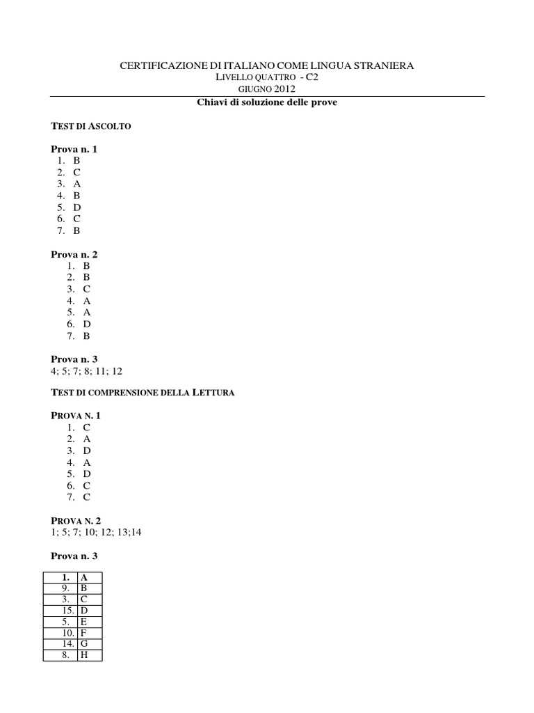 CILS C2 Modello Soluzioni | PDF