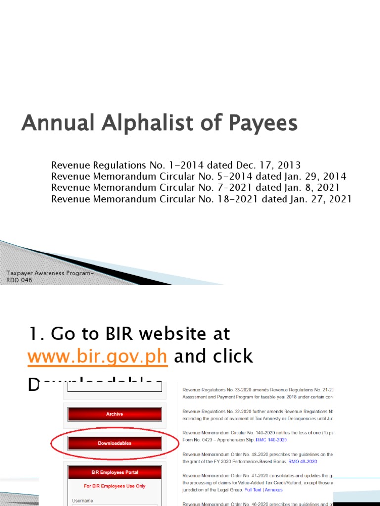 Monthly Alphalist Of Payees Bir – FYNSR