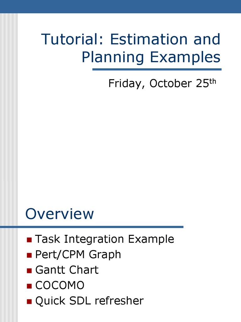 Tutorial: Estimation and Planning Examples: Friday, October 25 | PDF | Areas Of Computer Science ...
