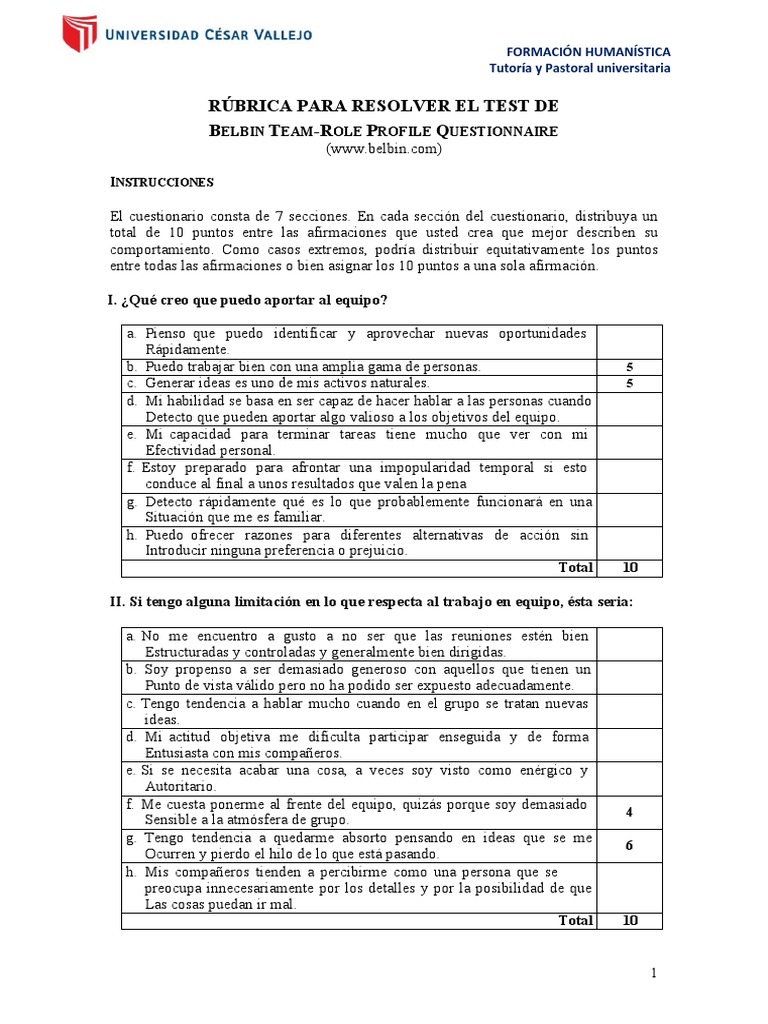 5° TEST DE BELBIN 02 | PDF | Liderazgo | Ciencia cognitiva