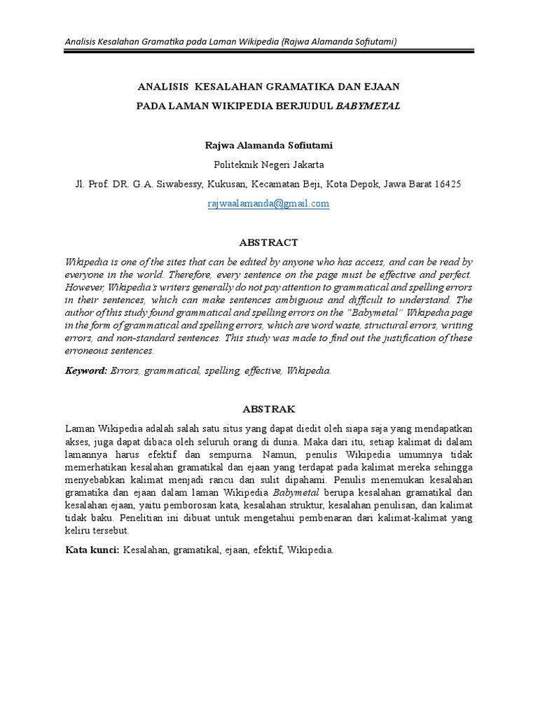 Rajwa Alamanda Sofiutami 2108411027 - Analisis Kesalahan Gramatikal Dan ... Rajwa Alamanda Sofiutami 2108411027 - Analisis Kesalahan Gramatikal Dan ...