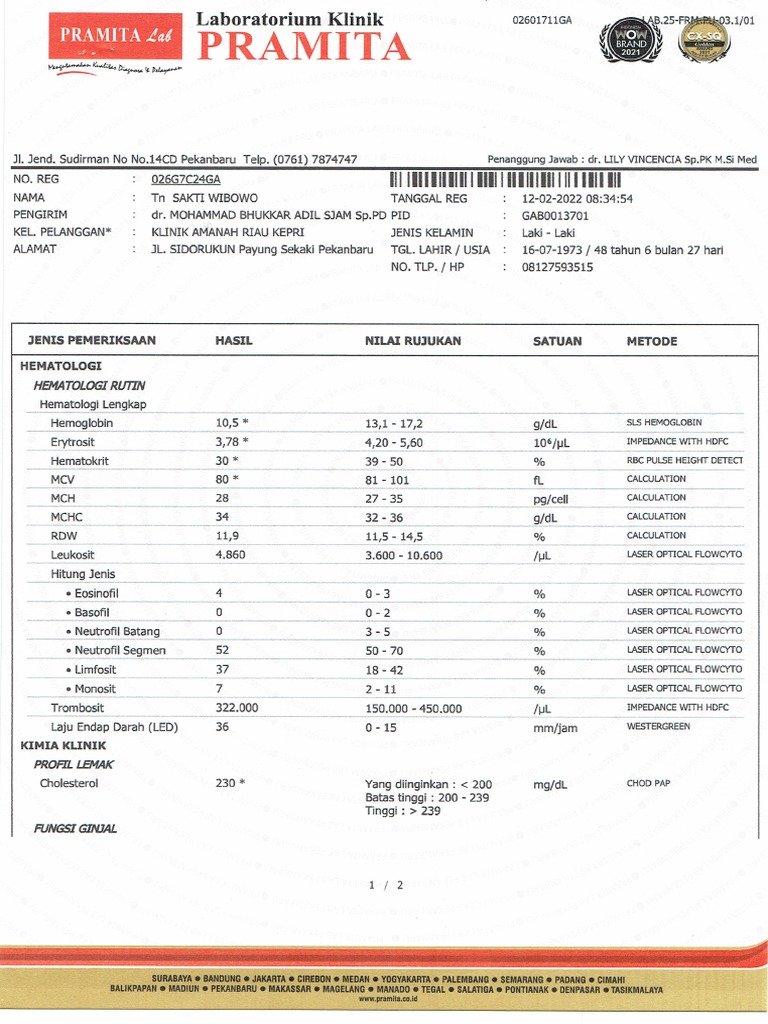 Hasil Laboratorium | PDF
