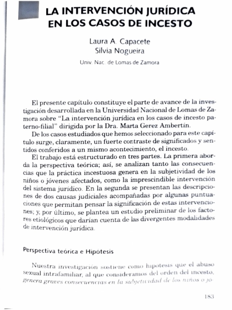 TEXTO TP-Capacete - Intervención Jurídica en Casos de Incesto | PDF