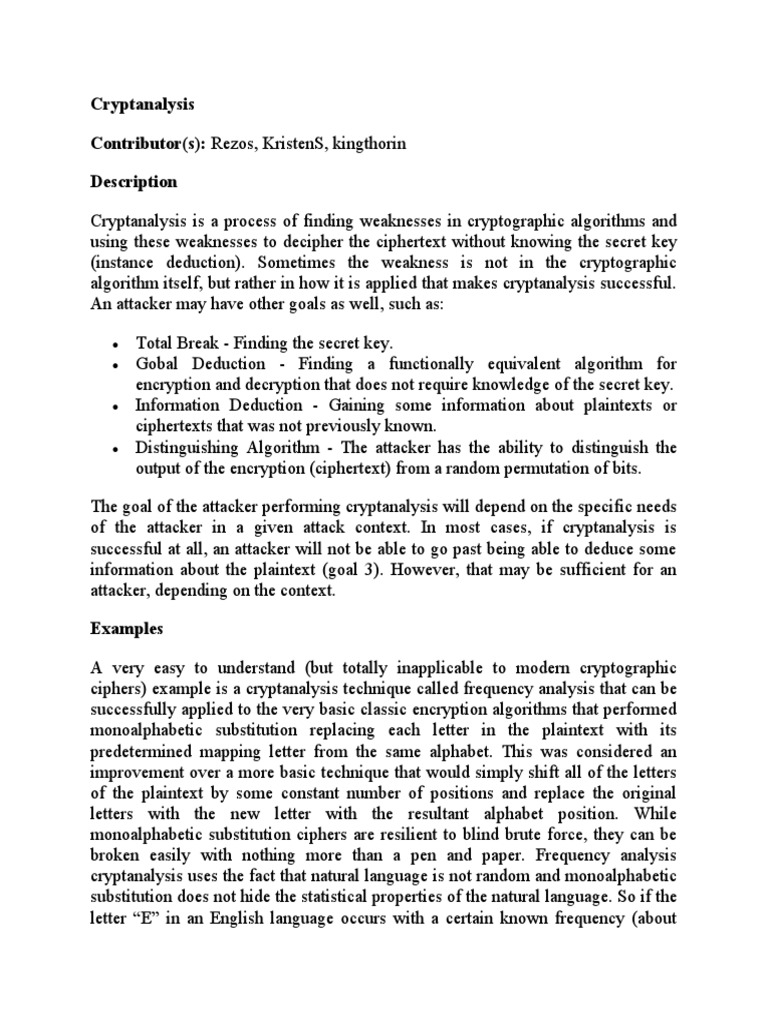 Cryptanalysis | PDF