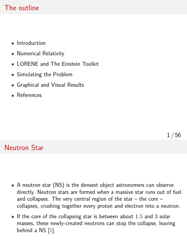 Presentation On Einstein Toolkit | PDF | General Relativity | Stars