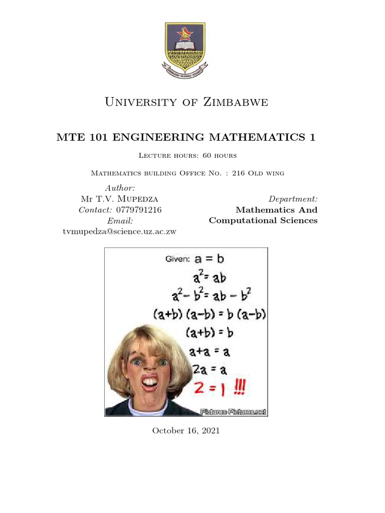 Engineering Mathematics 1 Course Outline | PDF | Matrix (Mathematics ...