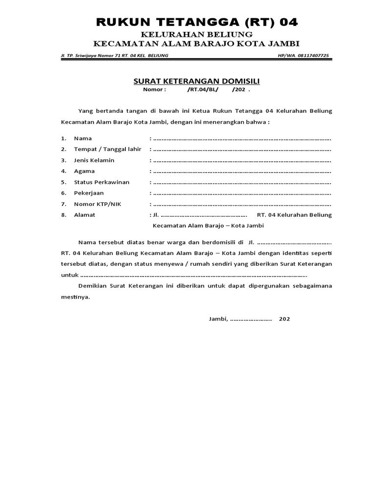 Contoh Surat Pengantar RT | PDF
