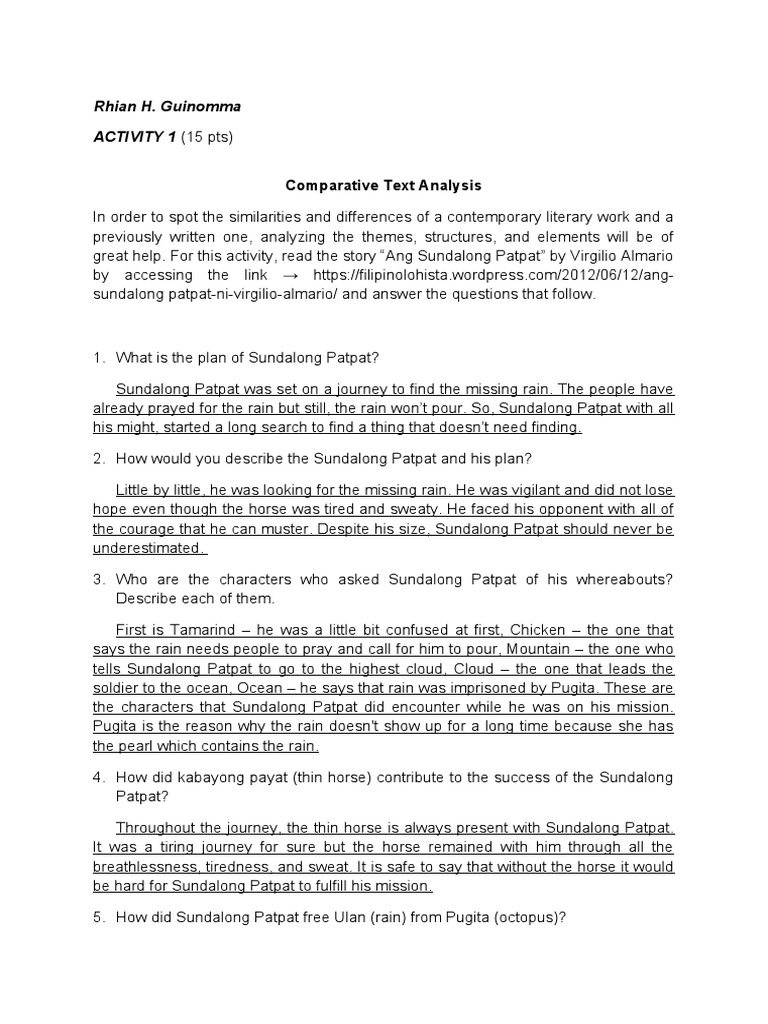 Analysis of "Sundalong Patpat" Themes | PDF