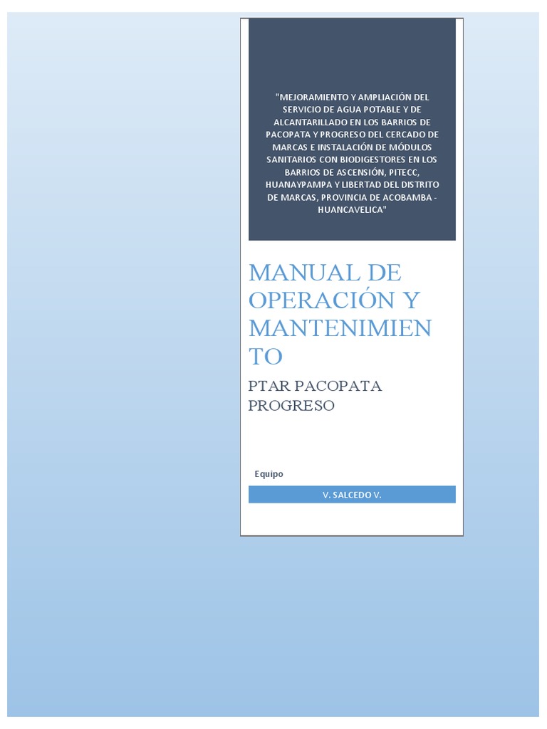 Manual de Operación y Mantenimiento Ptar | PDF | Alcantarillado | Aguas residuales