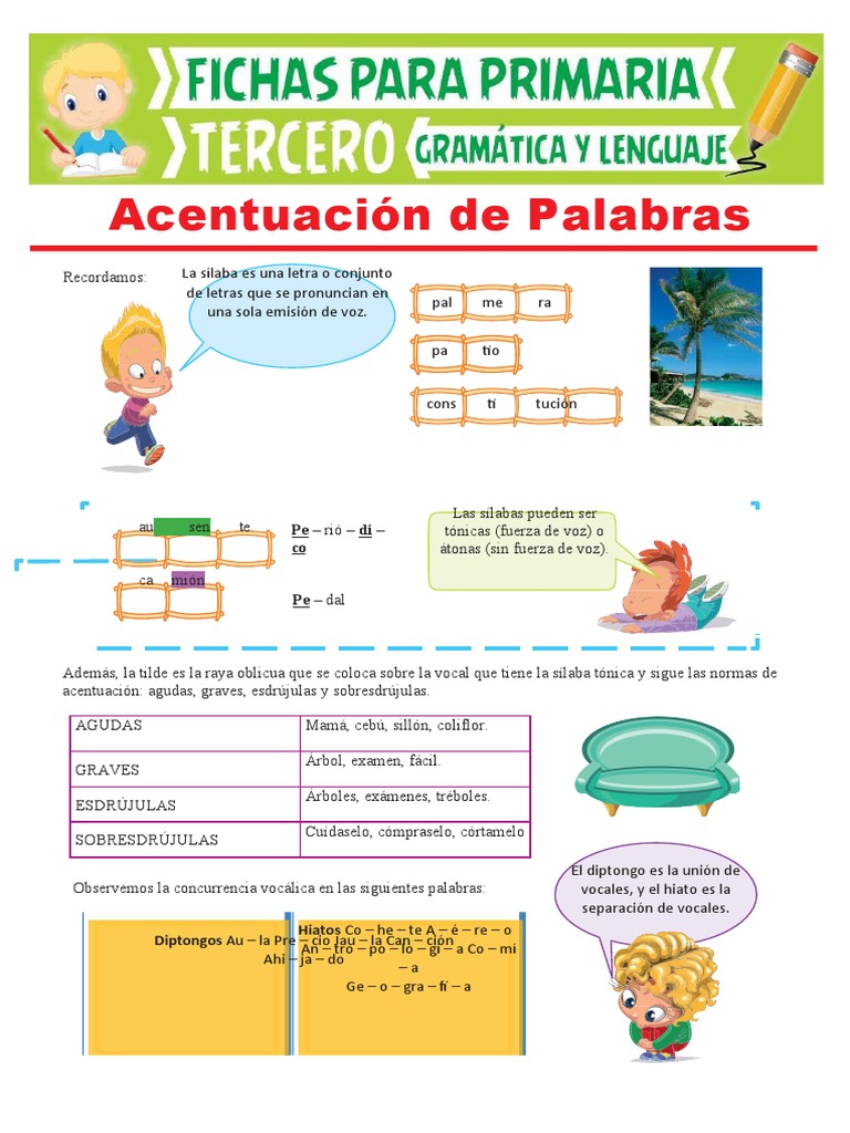 Acentuación de Palabras para Tercer Grado de Primaria | PDF | Estrés ...
