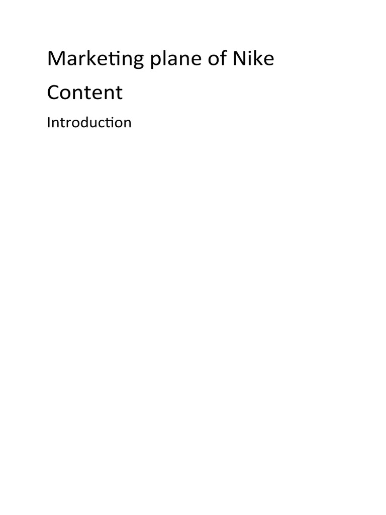 Marketing Plane of Nike Content | PDF