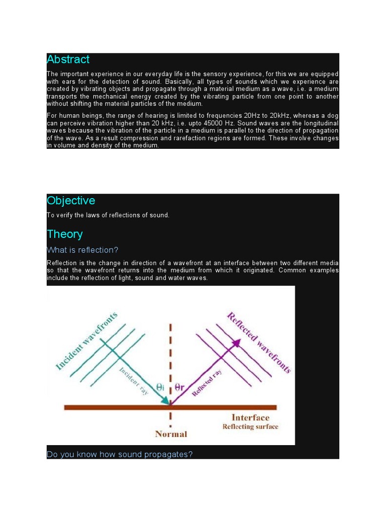 Reflection of Sound | Download Free PDF | Reflection (Physics) | Sound