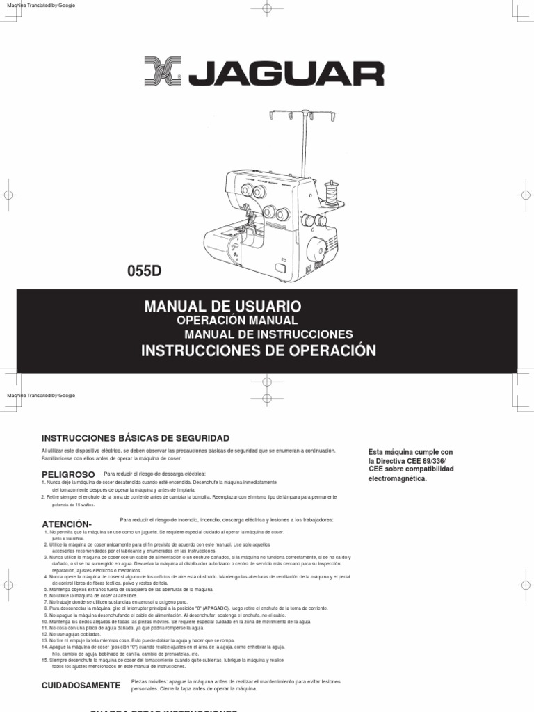 Jaguar 055D User Manual | PDF | Máquina de coser | Enchufes y tomas de ...
