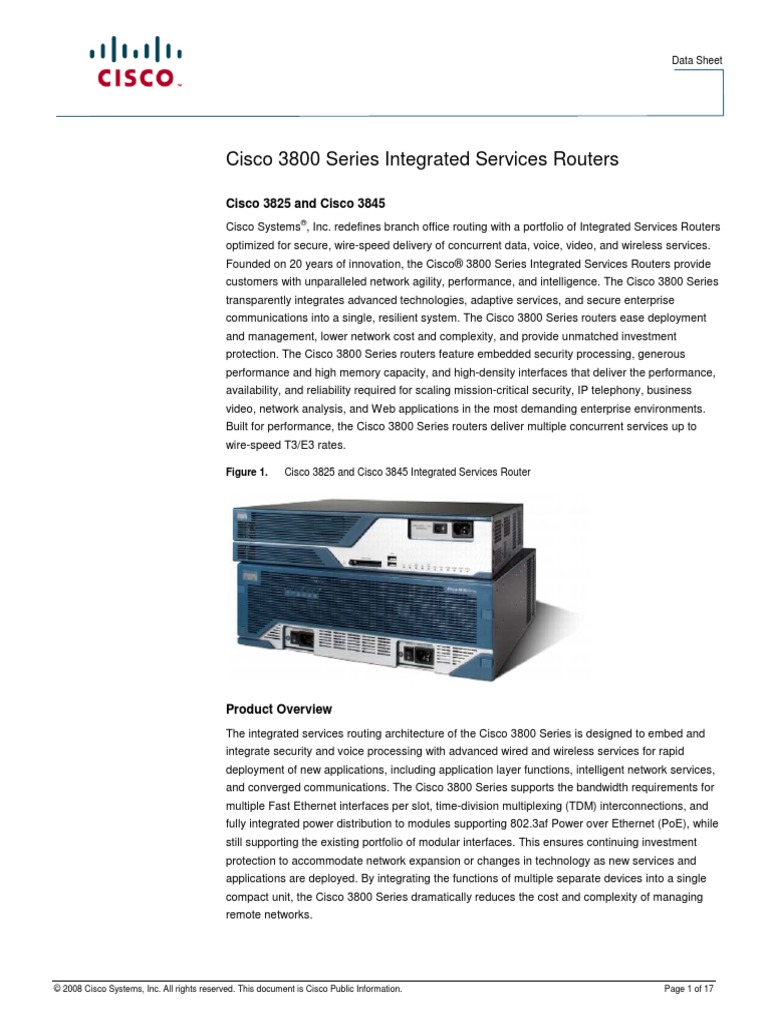 Cisco 3800 Series Integrated Services Routers | PDF | Computer Network ...
