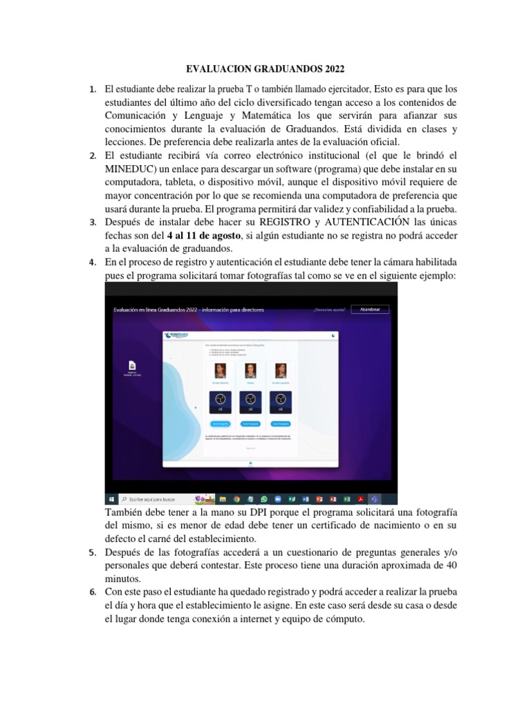 Capacitación Evaluacion Graduandos 2022 | PDF | Microsoft Windows | Programa de computadora