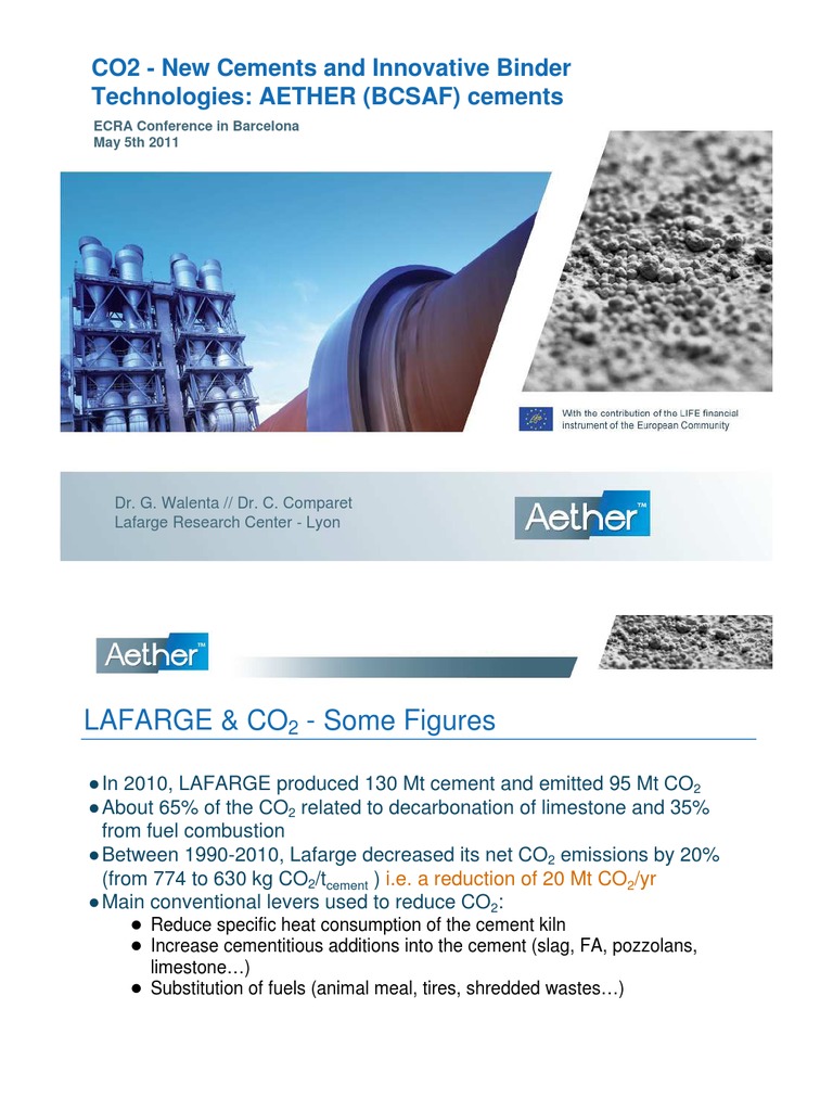 AETHER Cement - ECRA Barcelona Presentation | PDF | Carbon Capture And ...