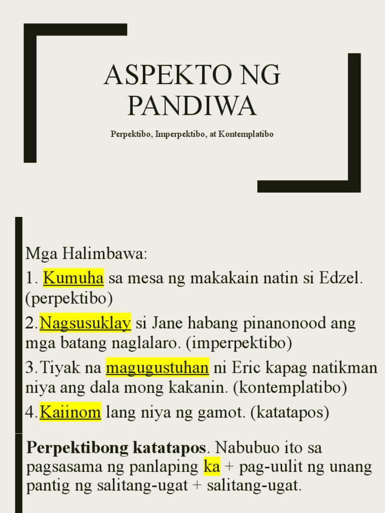 Aspekto NG Pandiwa | PDF