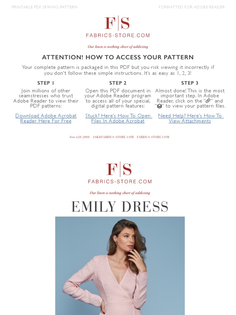 Emily Dress Sewing Pattern PDF | PDF | Seam (Sewing) | Textiles
