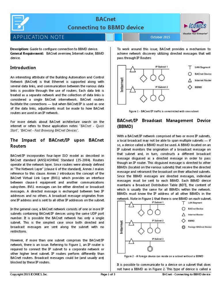 BACnet - Connecting To BBMD Device | PDF