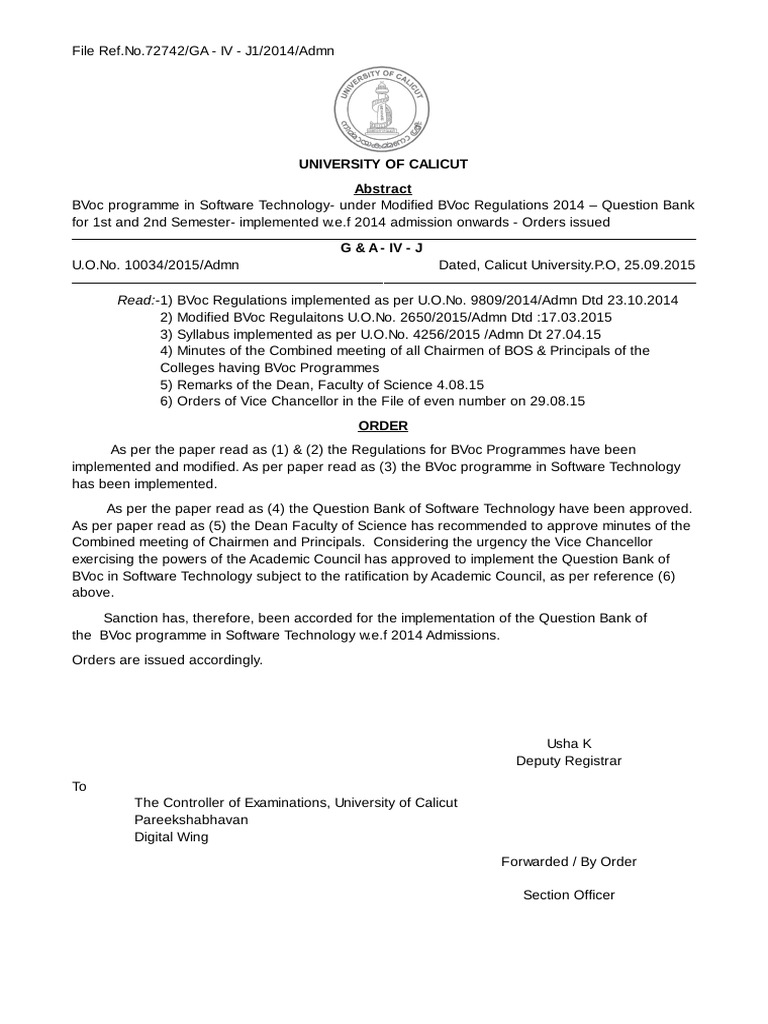 BVoc Software Technology QB On25sept2015 | PDF | Academia | Educational Stages