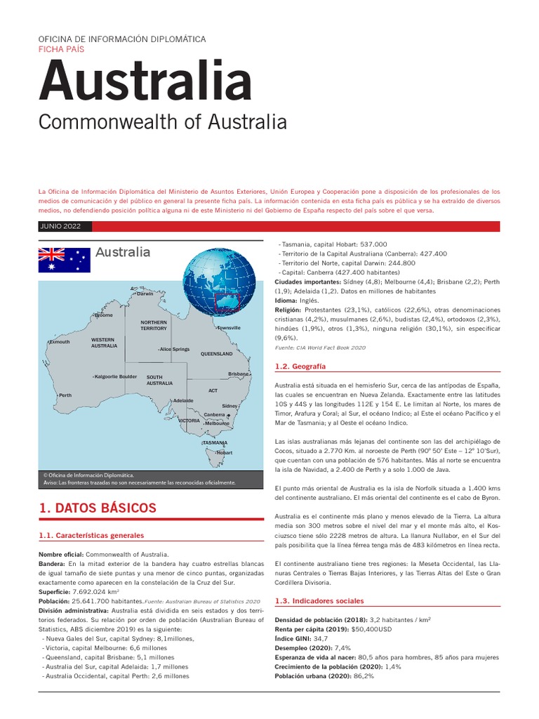 Australia - Ficha Pais | PDF | Australia | España
