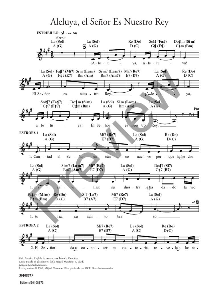 Aleluya - El Señor Es Nto Rey | PDF