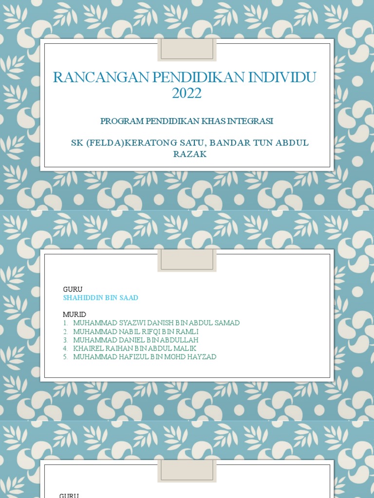 Rancangan Pendidikan Individu | PDF