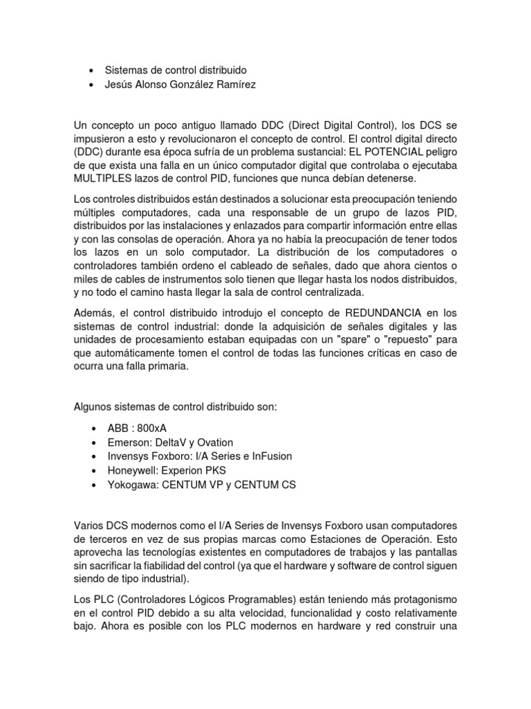 Sistemas de Control Distribuido | PDF | Informática | Ingeniería Informática